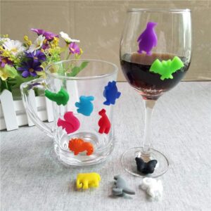 Cabilock Drink Markers 24pcs Wine Charms Silicone Wine Glass Markers Sea and Land Animals Wine Identifier Drinking Cup Sign Party Cup Bottle Sign Wine Glass Charms