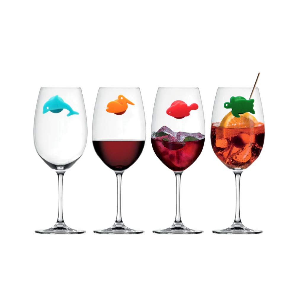 Cabilock Drink Markers 24pcs Wine Charms Silicone Wine Glass Markers Sea and Land Animals Wine Identifier Drinking Cup Sign Party Cup Bottle Sign Wine Glass Charms