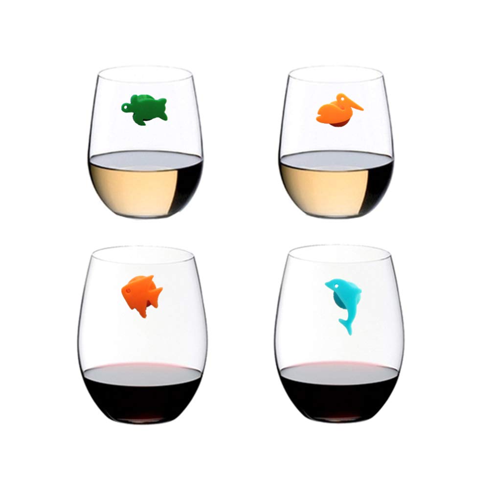 Cabilock Drink Markers 24pcs Wine Charms Silicone Wine Glass Markers Sea and Land Animals Wine Identifier Drinking Cup Sign Party Cup Bottle Sign Wine Glass Charms