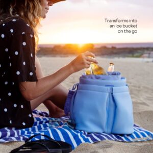 Corkcicle Travel Soft Bucket Cooler, Water Resistant Insulated Bag, Perfect for Wine, Beer, and Ice Packs, Periwinkle