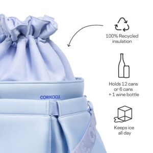 Corkcicle Travel Soft Bucket Cooler, Water Resistant Insulated Bag, Perfect for Wine, Beer, and Ice Packs, Periwinkle