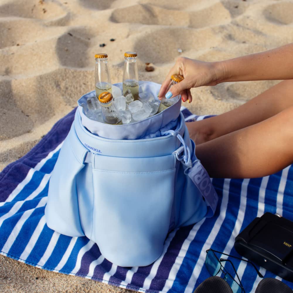 Corkcicle Travel Soft Bucket Cooler, Water Resistant Insulated Bag, Perfect for Wine, Beer, and Ice Packs, Periwinkle