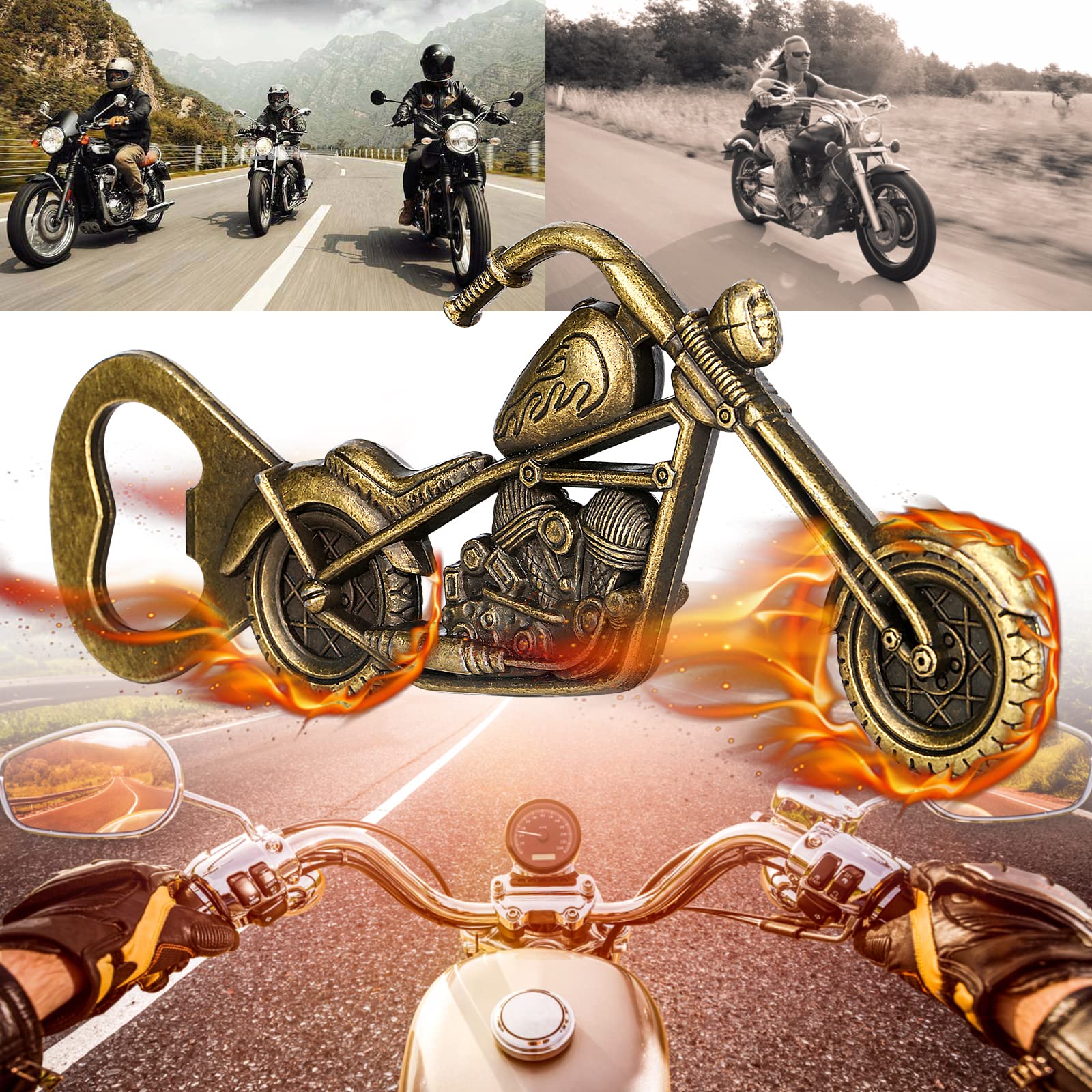 LULLEA Motorcycles Beer Bottle Openers, Birthday Christmas Gifts for Men Women Husband Boyfriend, Beer Gifts for Men, Motorbike Gifts for Men, Presents for Dad, with Gift Box And Card