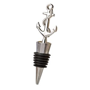 fashioncraft 1960 nautical wine bottle stopper, silver ocean bottle décor, wine stoppers wedding favors