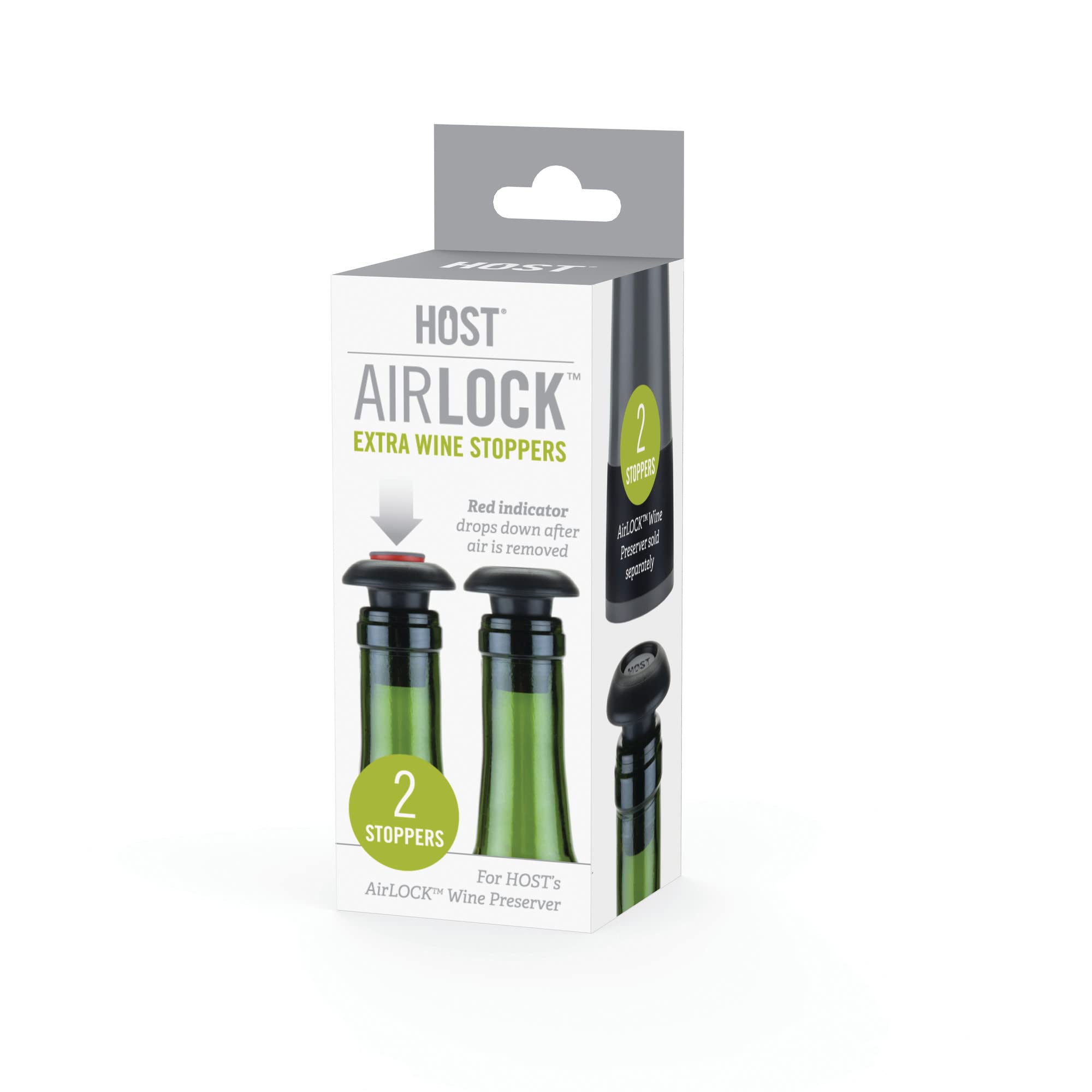 Host AirLOCK™ Extra Wine air lock Stoppers, Wine Airlock for Fresh Wine, Wine accessory gifts for wine drinkers, set of 2