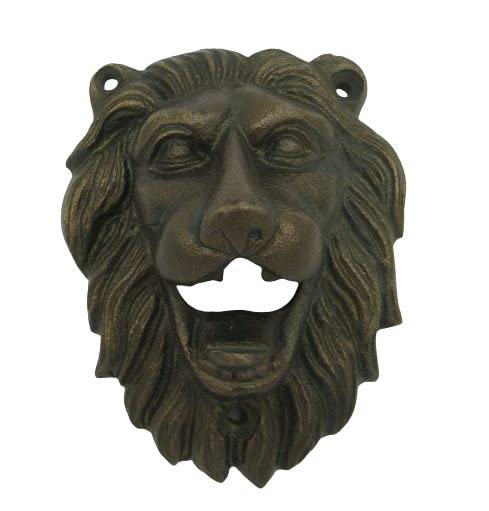 Cast Iron Wall Mounted Lion Head Themed Bottle Opener Bron e