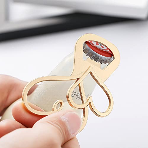 ARFUKA Bottle Opener Stainless Steel Double Heart Shape Beer Bottle Opener Portable Beverage Soada Drinks Bottle Opener Home Kitchen Bar Tool Wedding Party Christmas Birthday Gift Gold