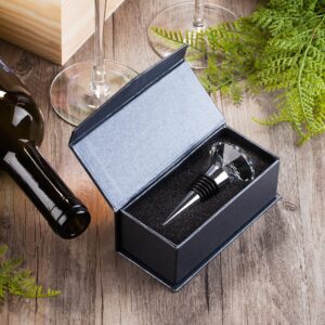 Decorative Metal Wine Stopper with Gift Box – Crystal Top and Silicone Seal – An Elegant, Secure, Best For Sealing Any Open Wine Bottle and Makes A Great Gift