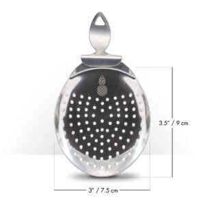 Piña Barware's The Bender - Stainless Steel Commercial Bent Handle Julep Style Cocktail Bar Strainer, Brushed Finish