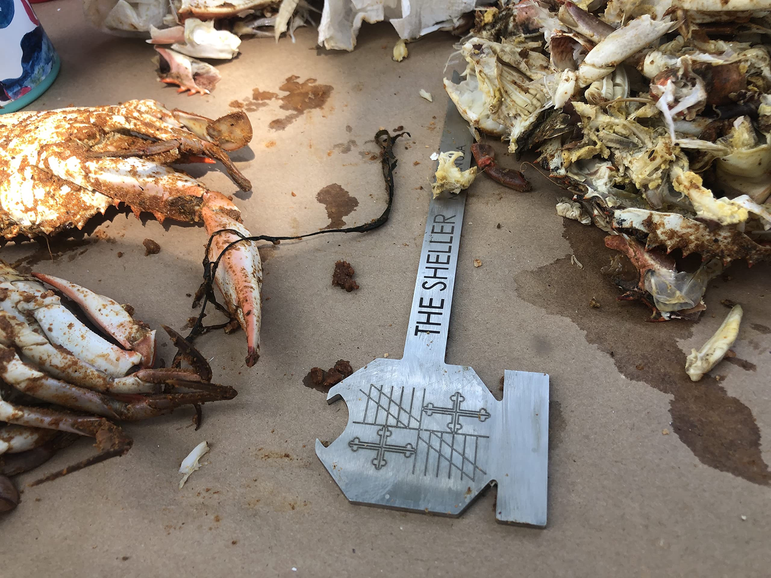 THE SHELLER- The flat, Stainless Steel, mallet/picker/bottle opener : the seafood Multi-tool