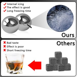 Whiskey Decanter Set Whiskey Stones Gift Set for Men Whisky Glasses in Gifts Box 2 Reusable Stainless Steel Whisky Ball 2 Crystal Whisky Glass 1 Whiskey Decanter for Men Lovers Boyfriend Dads