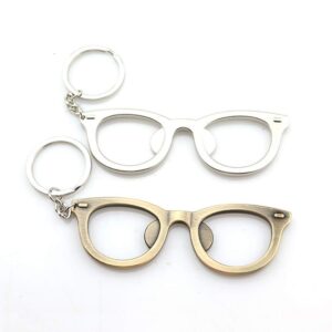 Booluee 2 Pcs Glasses Shaped Metal Bottle Opener with Keychain Keyring Beer Bottle Cap Opener Unique Creative Gift