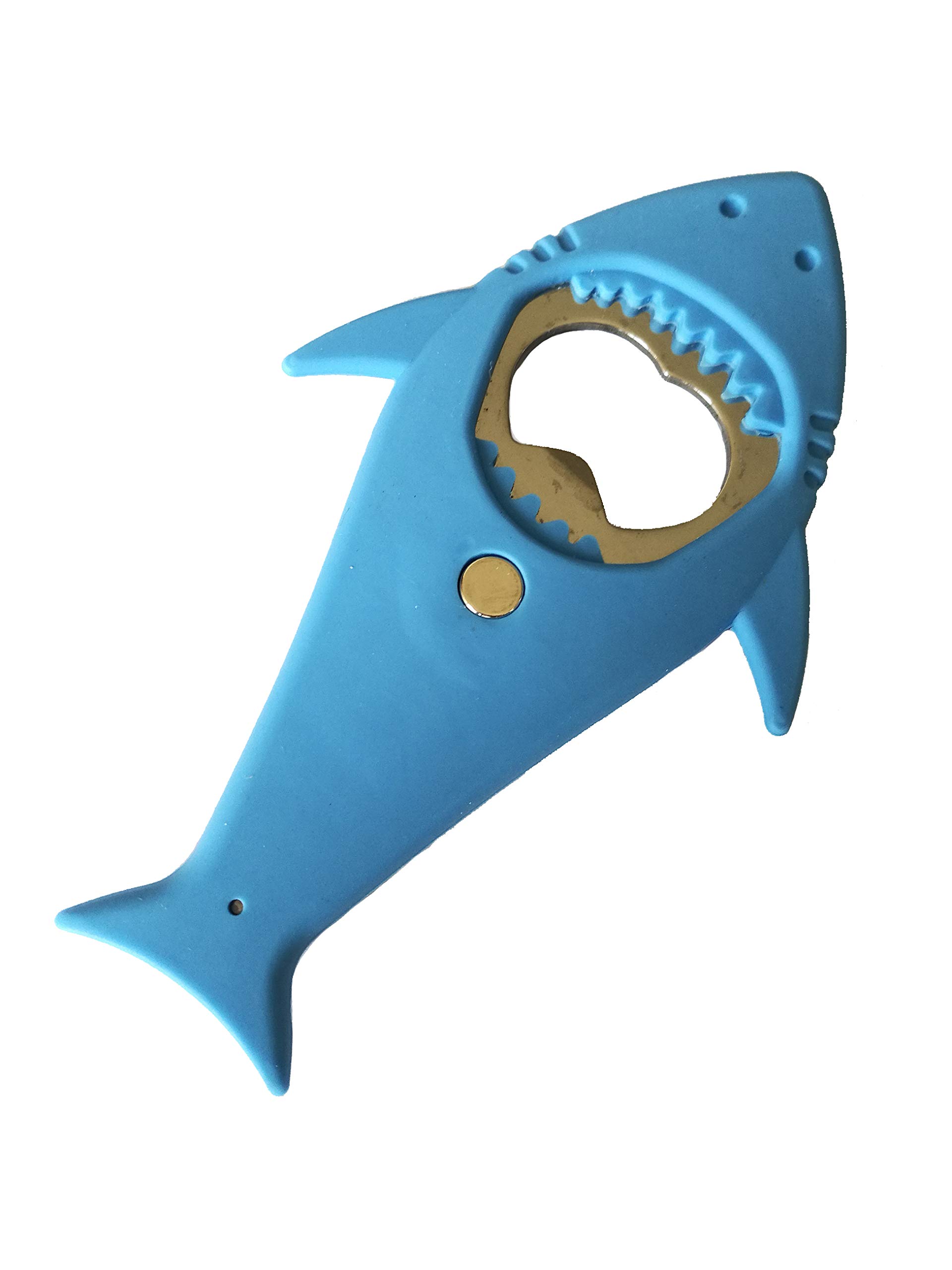 L & H Household Cool Shark bottle Opener Silicone Stainless Steel Beer Bottle Opener Shark Refrigerator Magnet 4.8" x 2.7 (Blue, 1)