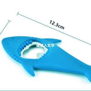 L & H Household Cool Shark bottle Opener Silicone Stainless Steel Beer Bottle Opener Shark Refrigerator Magnet 4.8" x 2.7 (Blue, 1)