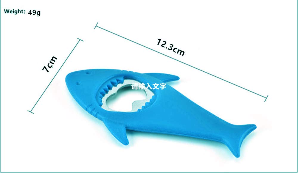 L & H Household Cool Shark bottle Opener Silicone Stainless Steel Beer Bottle Opener Shark Refrigerator Magnet 4.8" x 2.7 (Blue, 1)