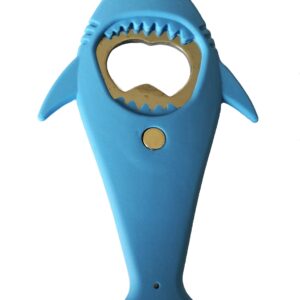 L & H Household Cool Shark bottle Opener Silicone Stainless Steel Beer Bottle Opener Shark Refrigerator Magnet 4.8" x 2.7 (Blue, 1)