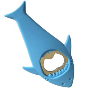 L & H Household Cool Shark bottle Opener Silicone Stainless Steel Beer Bottle Opener Shark Refrigerator Magnet 4.8" x 2.7 (Blue, 1)