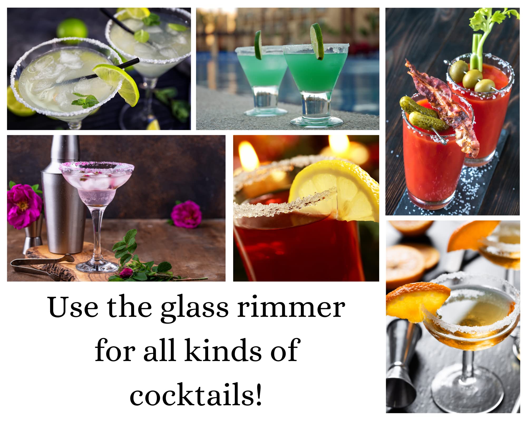 Bloody Mary Bar Supplies Set, Includes Glass Rimmer, 4 Stainless Steel Reusable Cocktail Picks, and 4 Stainless Steel Reusable Straws with Cleaning Brush. Gift Set, Bartender Kit, Drink Bundle.