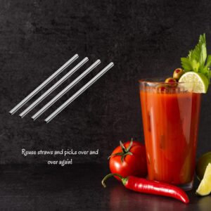 Bloody Mary Bar Supplies Set, Includes Glass Rimmer, 4 Stainless Steel Reusable Cocktail Picks, and 4 Stainless Steel Reusable Straws with Cleaning Brush. Gift Set, Bartender Kit, Drink Bundle.