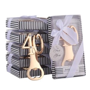 24pcs 40th birthday bottle opener 40 birthday favors for guests, 40th gold wedding party favors 40th high school reunion souvenir gift for guests (black 40 opener,24)