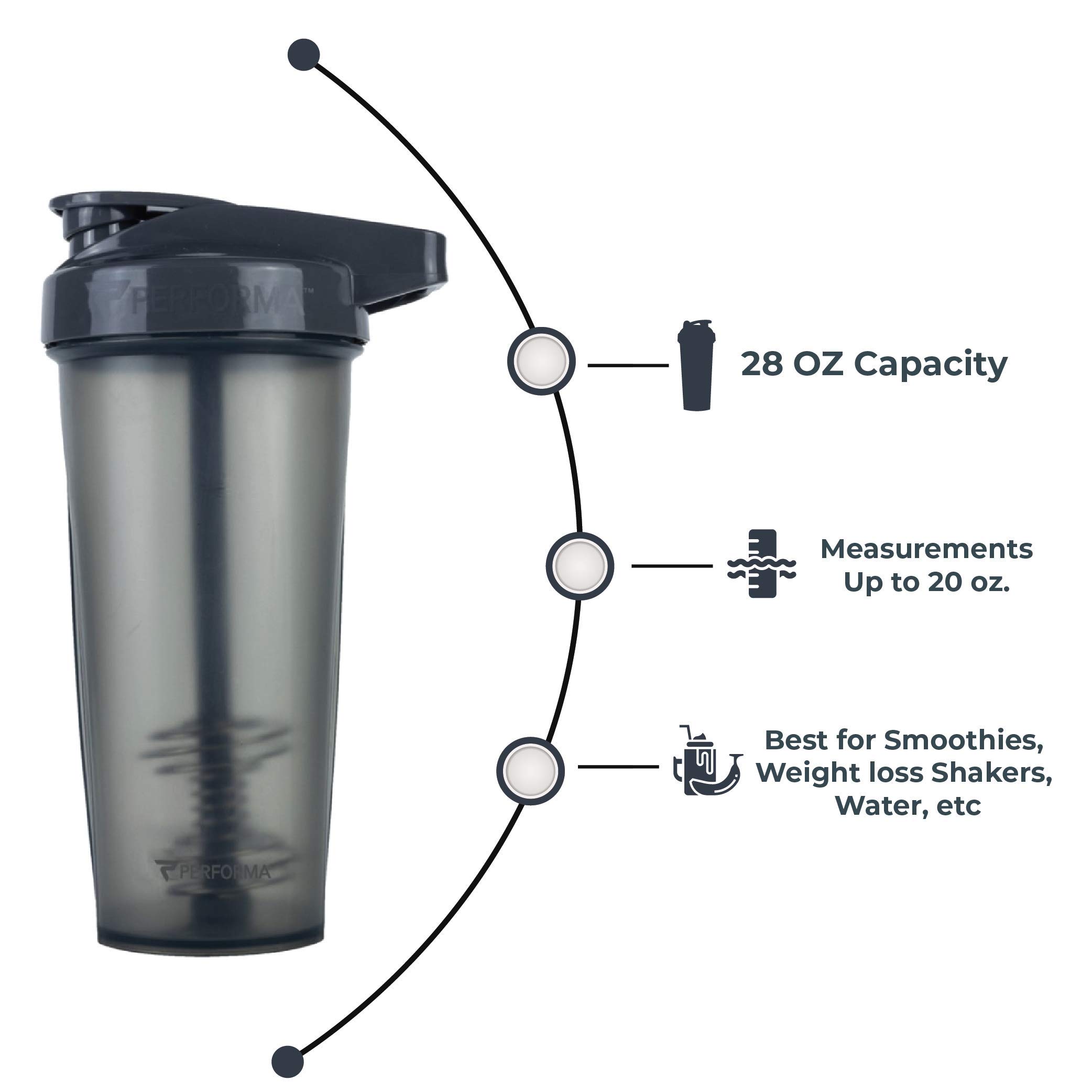 PerfectShaker™ ACTIV Shaker Cup, 28 oz - SLATE, Leak Free, Shatterproof, Water Bottle Shaker Bottle With ActionRod Sports Mixer Technology