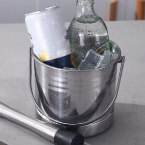 BESTOYARD Stainless Steel Ice Bucket- Double Wall Insulated Ice Bucket for Buffet Cocktail Parties Bar- 5.5x 5.5 Ice Container