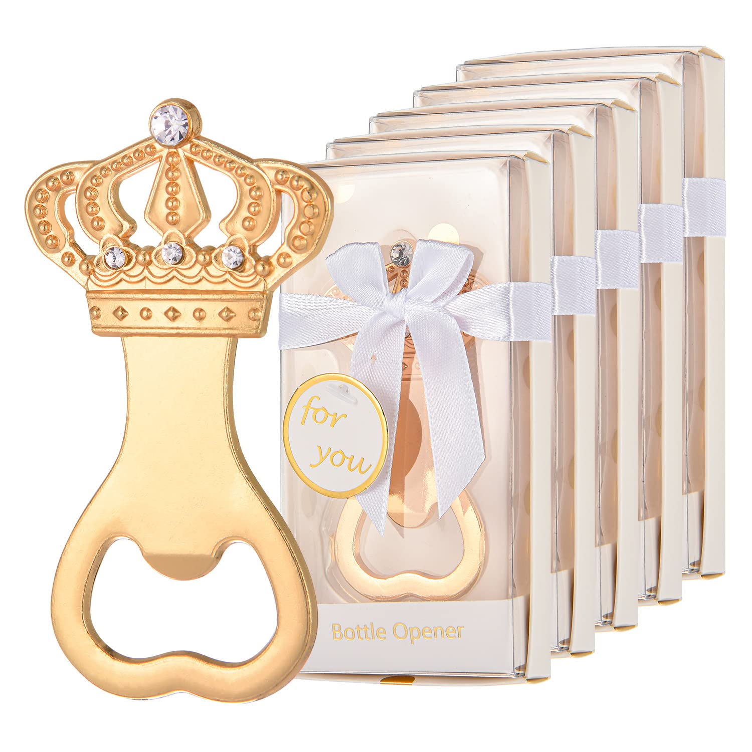 VZCBZC 50Packs Gold Crown Bottle Openers for Baby Shower, Wedding, and Birthday Party Favors - Elegant and Practical Gift for Guests