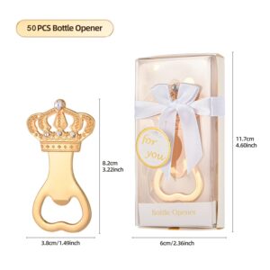 VZCBZC 50Packs Gold Crown Bottle Openers for Baby Shower, Wedding, and Birthday Party Favors - Elegant and Practical Gift for Guests