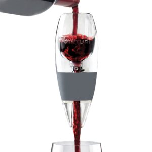 Vinturi Deluxe Essential Pourer and Decanter Tower Stand Easily and Conveniently Aerates by the Bottle or Glass and Enhances Flavors with Smoother Finish, Gray, Red Wine Set