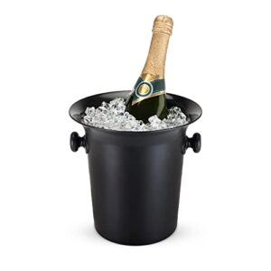 true black ice bucket with handles, beverage tub for parties, wine and champagne drink bucket for outdoor and indoors entertaining, 3 liter, black