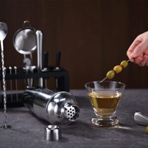 LUCKYGOOBO Cocktail Shaker Set,14 Piece Bartender Kit 24 oz Martini Shaker Cocktail Mixing 18/8 Grade Stainless Steel Martini Mixer Bar Tools for Professional Bartender and Home Bar.