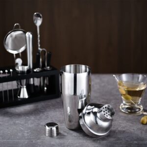 LUCKYGOOBO Cocktail Shaker Set,14 Piece Bartender Kit 24 oz Martini Shaker Cocktail Mixing 18/8 Grade Stainless Steel Martini Mixer Bar Tools for Professional Bartender and Home Bar.