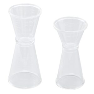 crapyt plastic double jigger shot measuring cup transparent set of 2(400ml 20ml 10ml) measure liquor bell shape school home kitchen bar tools kitchenware pc resin