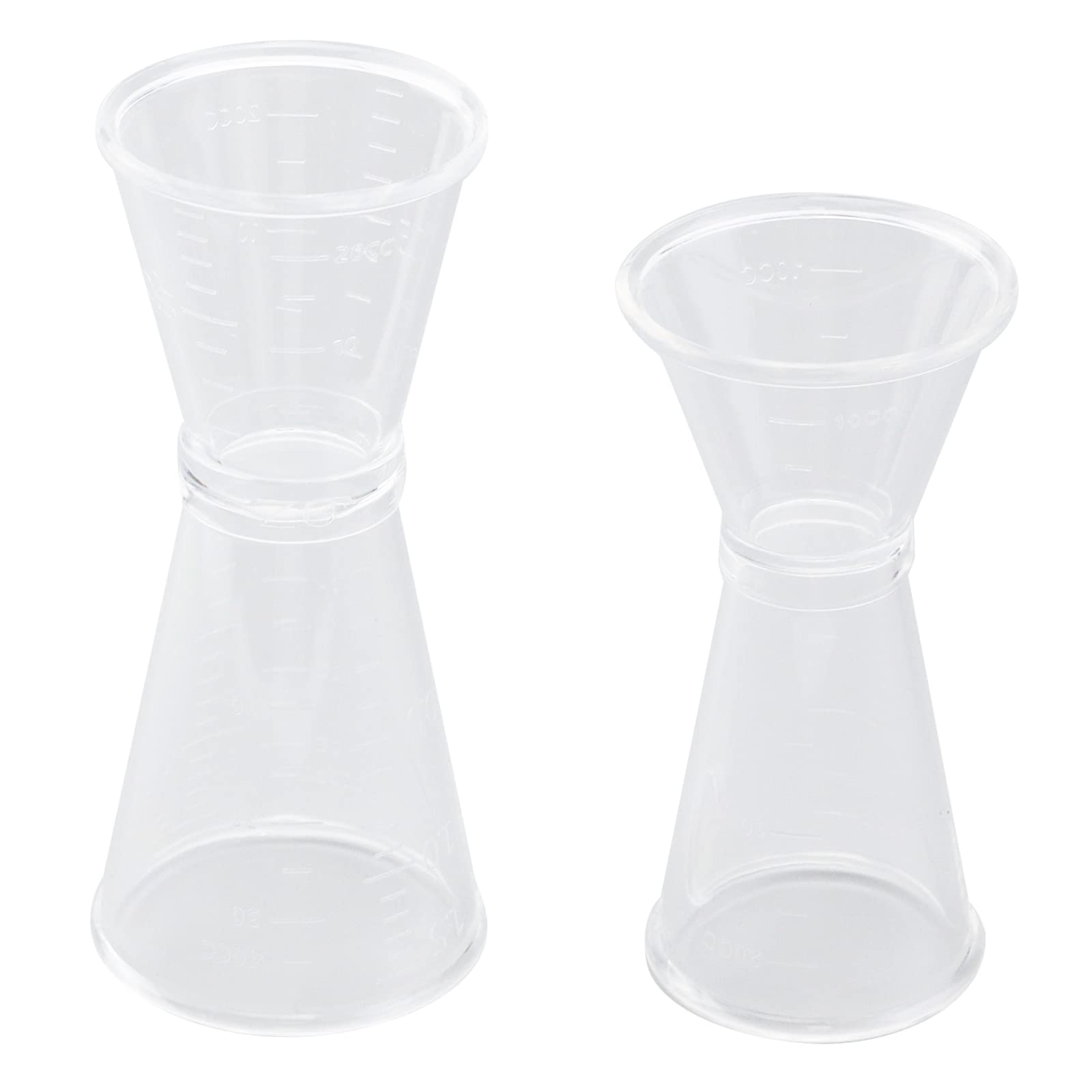 Crapyt Plastic Double Jigger Shot Measuring Cup Transparent Set of 2(400ml 20ml 10ml) Measure Liquor Bell Shape School Home Kitchen Bar Tools Kitchenware PC Resin