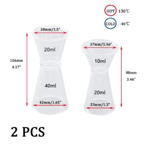 Crapyt Plastic Double Jigger Shot Measuring Cup Transparent Set of 2(400ml 20ml 10ml) Measure Liquor Bell Shape School Home Kitchen Bar Tools Kitchenware PC Resin