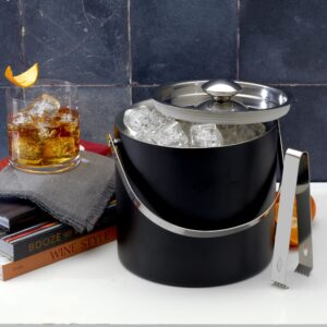 Houdini ICE Bucket, Includes Tongs, Black