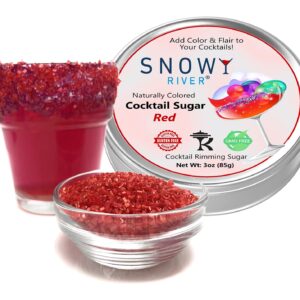 Snowy River Cocktail Sugar 3oz Gift Pack, All Natural Beverage Rimmer for Cocktails & Margaritas in Gift Rimmer Tin, Drink Decorating (Red)