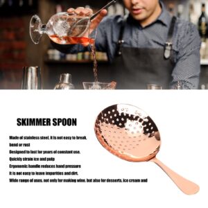 Bar Strainer, Cocktail Strainer Julep Strainer Slotted Spoon Stainless Steel Julep Strainer S Filter Multifunctional Bartender Ice Filter for Bars Pubs (Copper Plating)