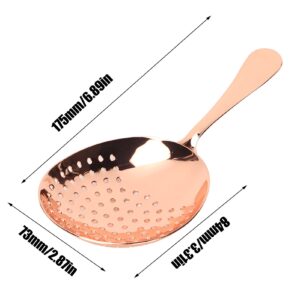 Bar Strainer, Cocktail Strainer Julep Strainer Slotted Spoon Stainless Steel Julep Strainer S Filter Multifunctional Bartender Ice Filter for Bars Pubs (Copper Plating)