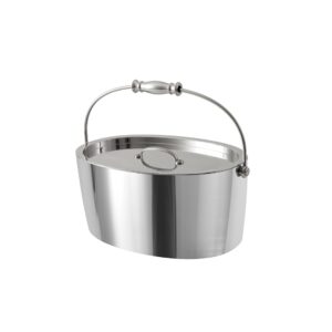 crafthouse by fortessa professional metal barware/bar tools by charles joly, 12" x 5.25" stainless steel ice bucket with handle and drain tray, silver