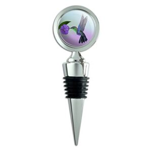 hummingbird crowned woodnymph purple violet wine bottle stopper