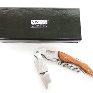 Swiss Crafts Wine Opener, Bottle Opener, Waiters Corkscrew, Wine Key and Foil Cutter, Professional All in One Bottle Opener and Foil Cutter