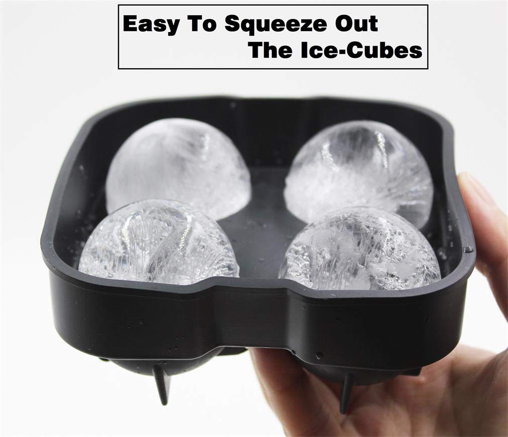 Whiskey Stones Set include 4 Large Sphere Granite Whiskey Rocks + Silicone Ice cube tray + Stainless Steel Tong. Large and Reusable whiskey stone could chill your Whiskey & Beverage longer