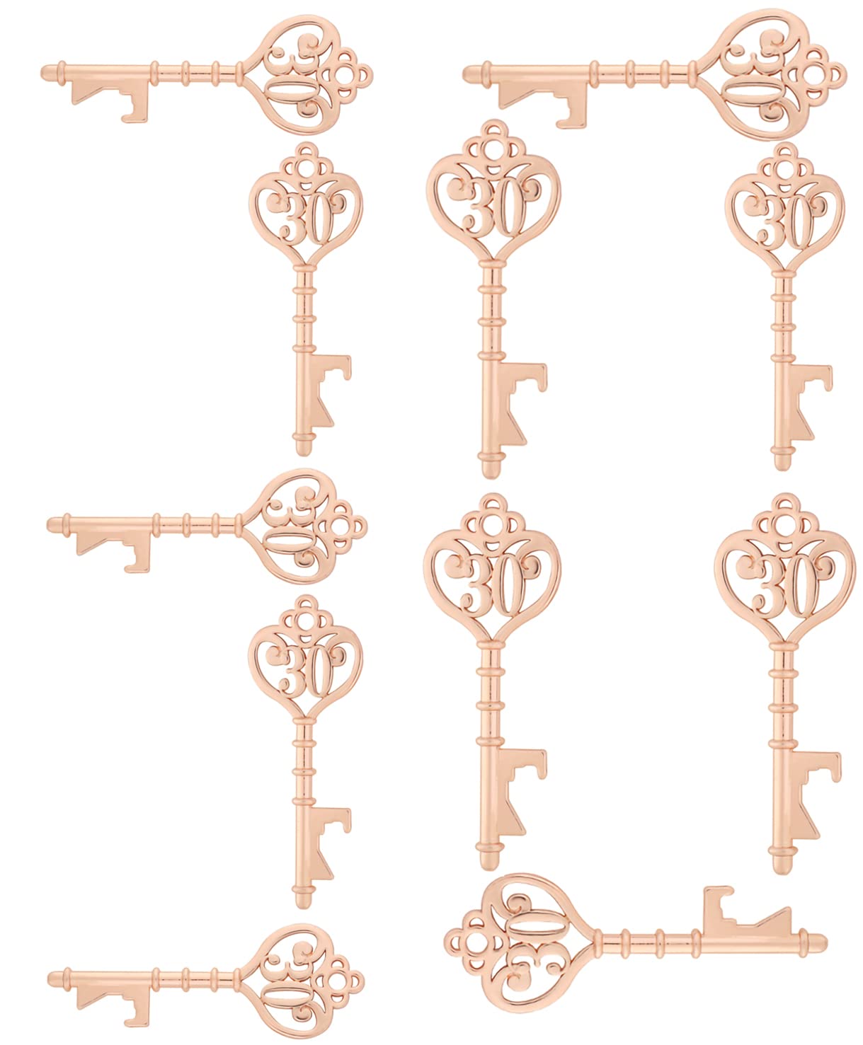 XIUSHE 30 PCS Rose Gold Key Bottle Opener 30th Birthday Souvenirs Party Decor or 30th Gold Wedding Anniversary Party Gifts 30 Birthday Party Favors for Guests Party Supplies (Rose Gold 30)