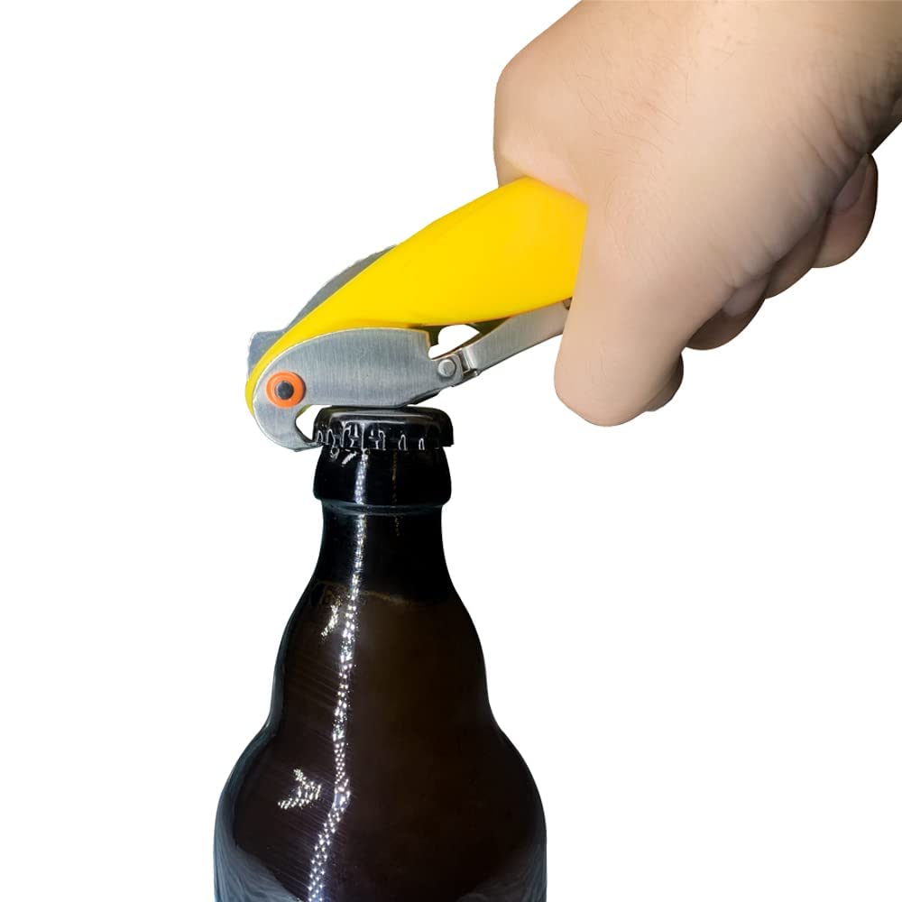 Parrot Beer Bottle Opener Stainless Steel Corkscrew for Dad Husband Girlfriend Boyfriend Man Woman Funny Novelty 2 Packs (two yellow)