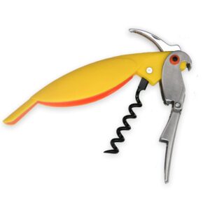 Parrot Beer Bottle Opener Stainless Steel Corkscrew for Dad Husband Girlfriend Boyfriend Man Woman Funny Novelty 2 Packs (two yellow)