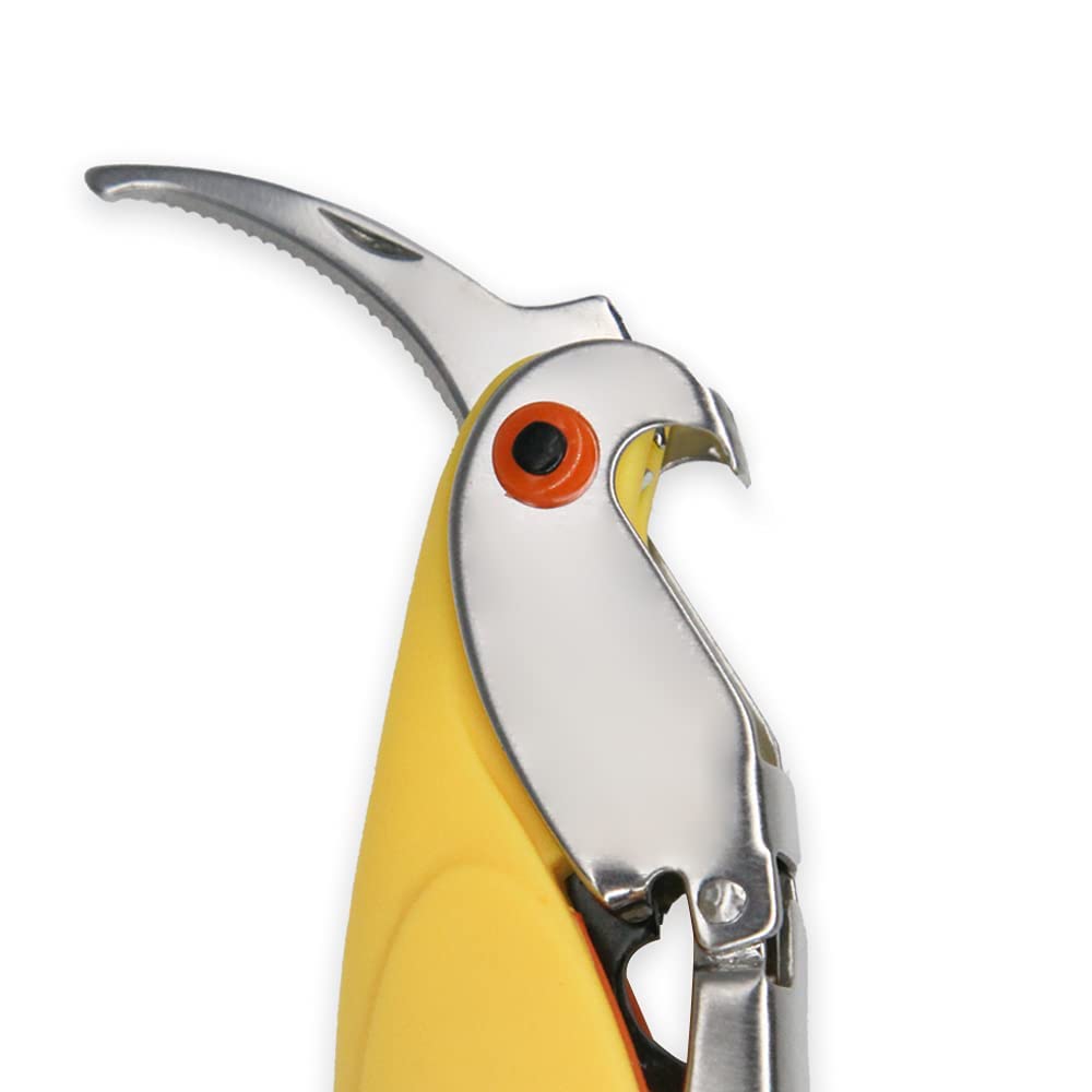 Parrot Beer Bottle Opener Stainless Steel Corkscrew for Dad Husband Girlfriend Boyfriend Man Woman Funny Novelty 2 Packs (two yellow)