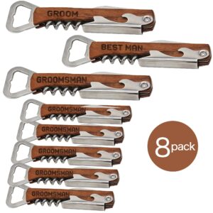 yuunei-home groomsmen gifts bottle opener wooden 8 pack, groomsmen proposal gifts for bachelor party, bachelor gifts