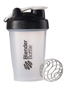 blenderbottle classic loop top shaker bottle, 20-ounce, clear/black