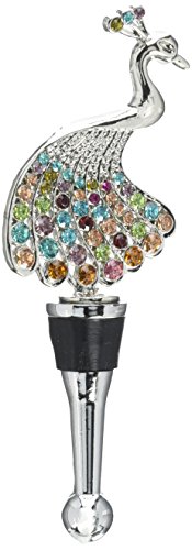 LS Arts Peacock with Stones Bottle Stopper, Multicolor